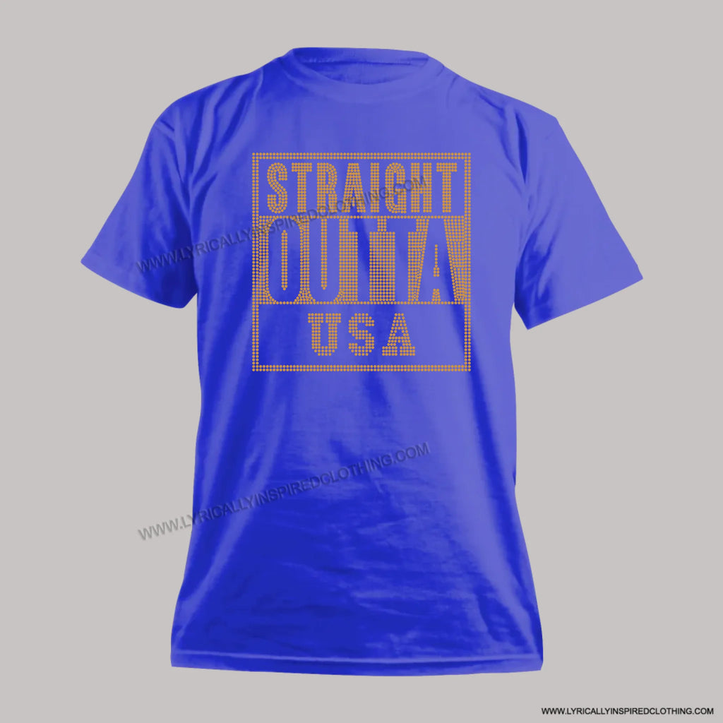 CUSTOM Rhinestone STRAIGHT OUTTA – Lyrically Inspired Clothing